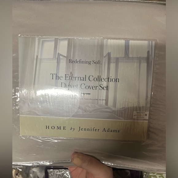 Bedding | Jennifer Adams Queen Duvet Cover Set In Beige | Poshmark